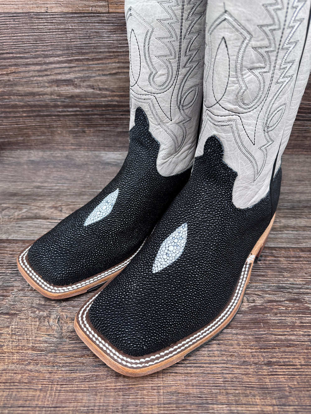 340430 Men's Genuine Black Stingray Square Toe Western Boots by Anders ...