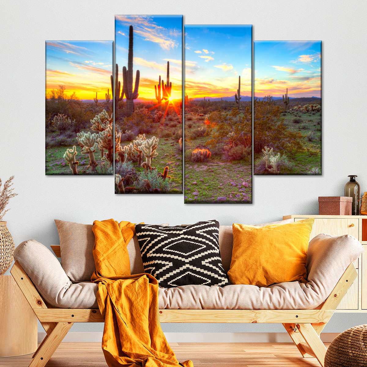 Sonoran Desert Sunset Landscape Wall Art Rushing Boots